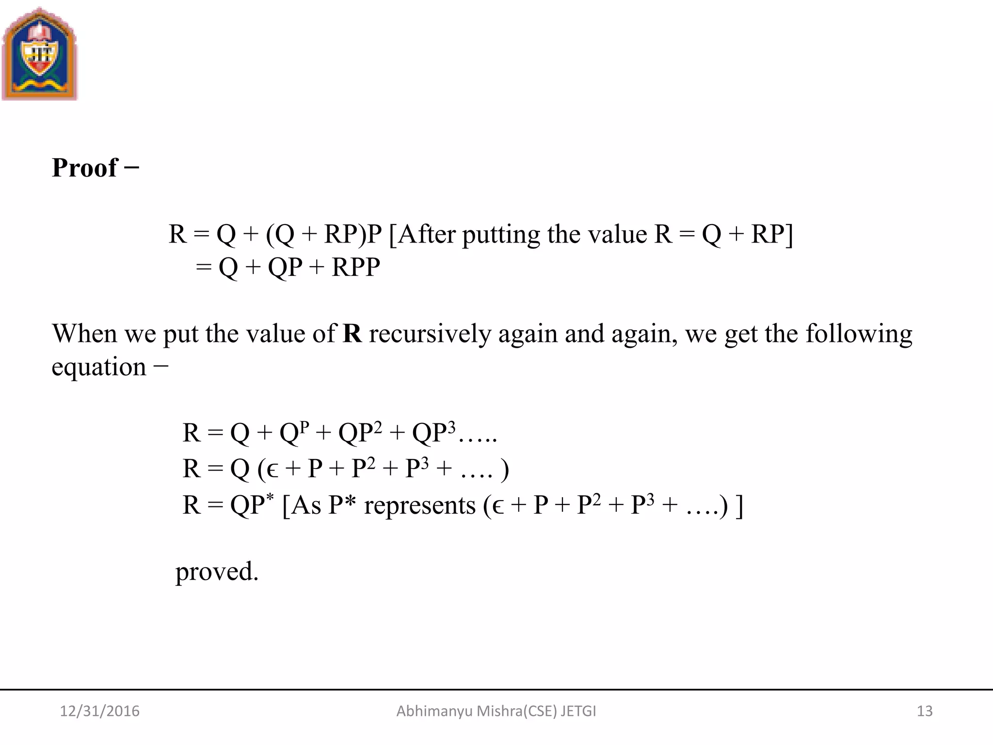 Theory of Automata and formal languages unit 2 | PPTX