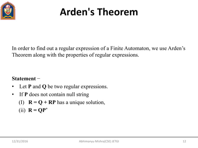 Theory of Automata and formal languages unit 2 | PPTX | Programming Languages | Computing