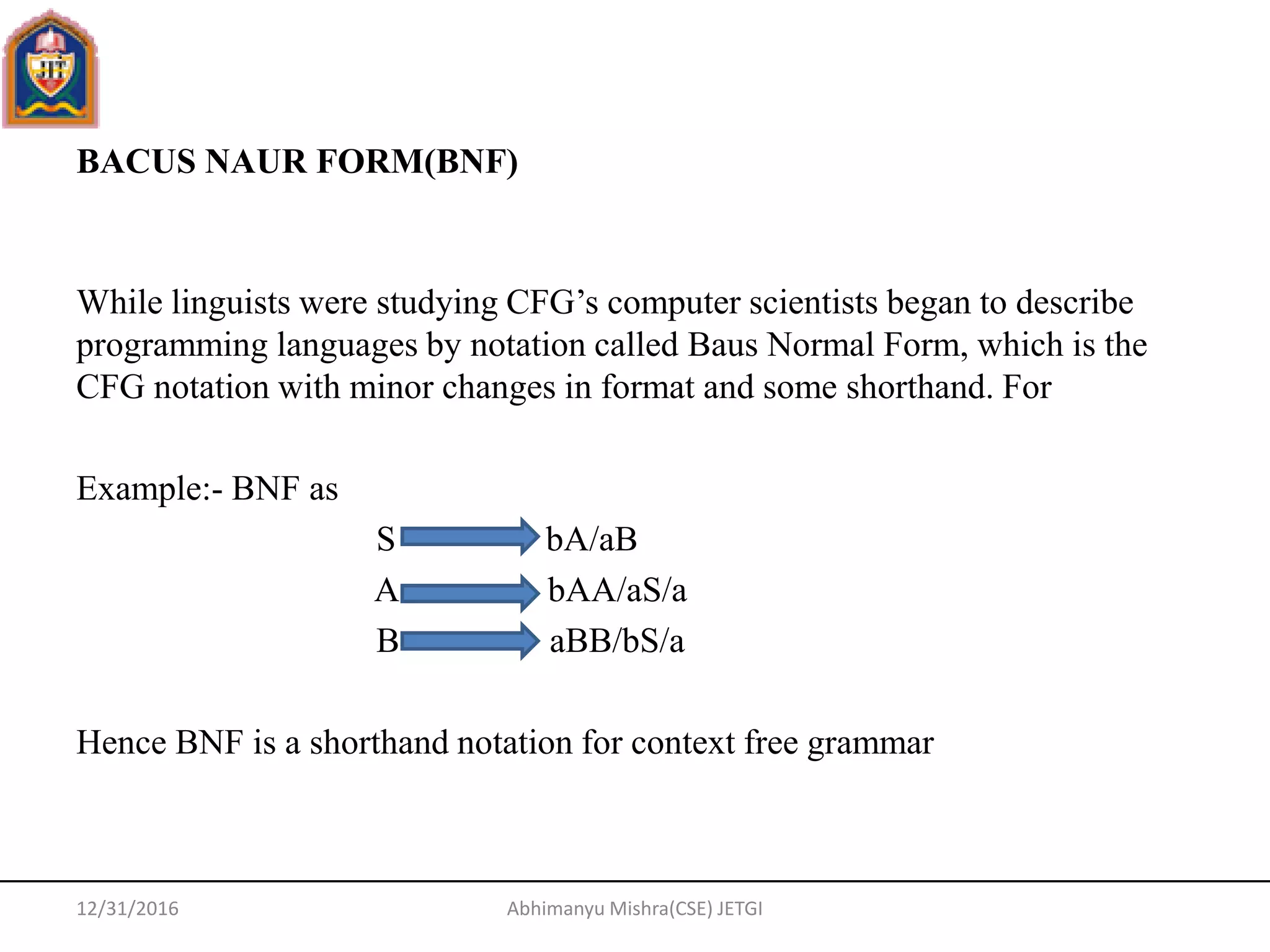 Theory of Automata and formal languages Unit 3 | PPTX