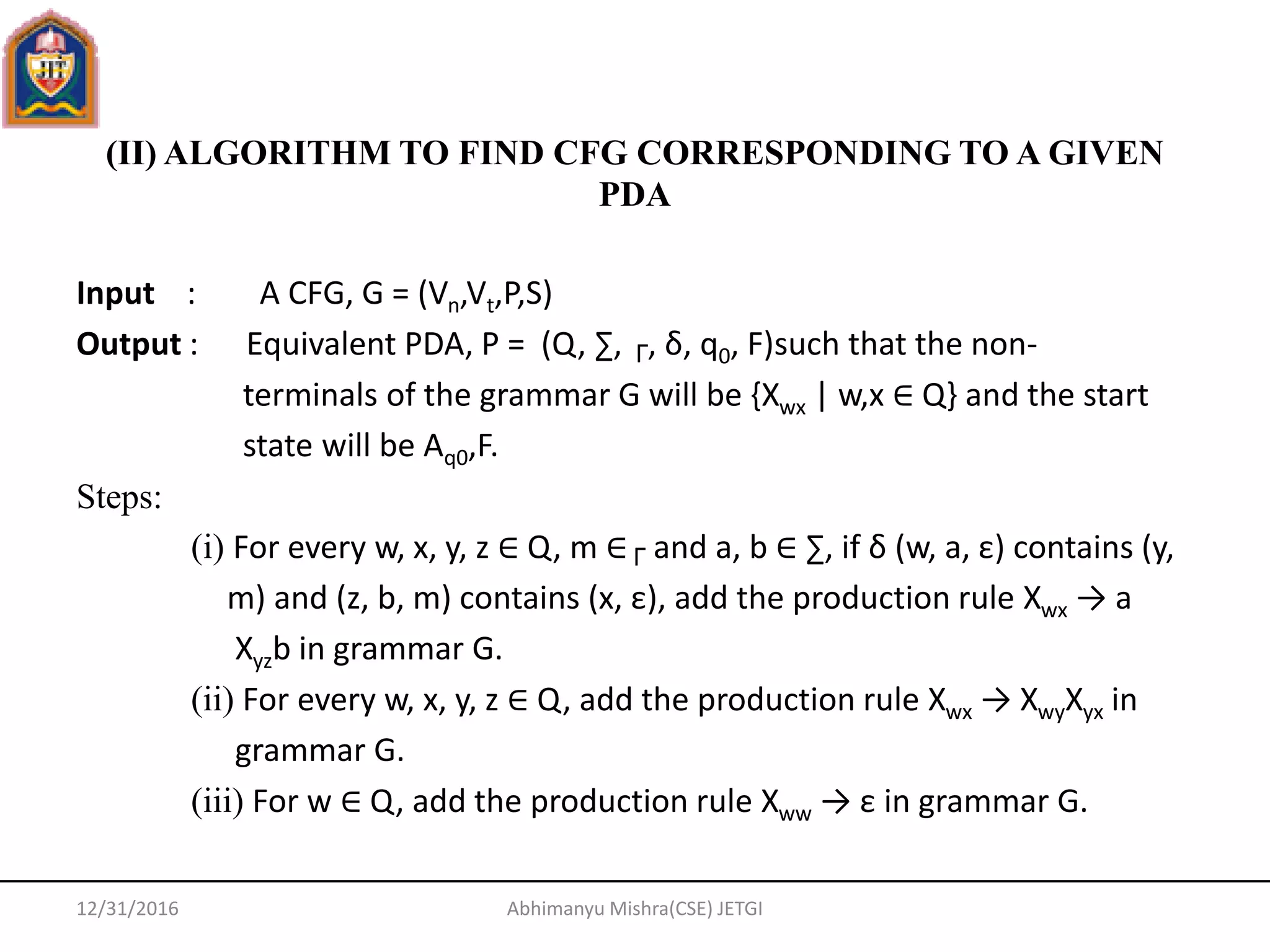 Theory of automata and formal languages Unit 4 | PPTX