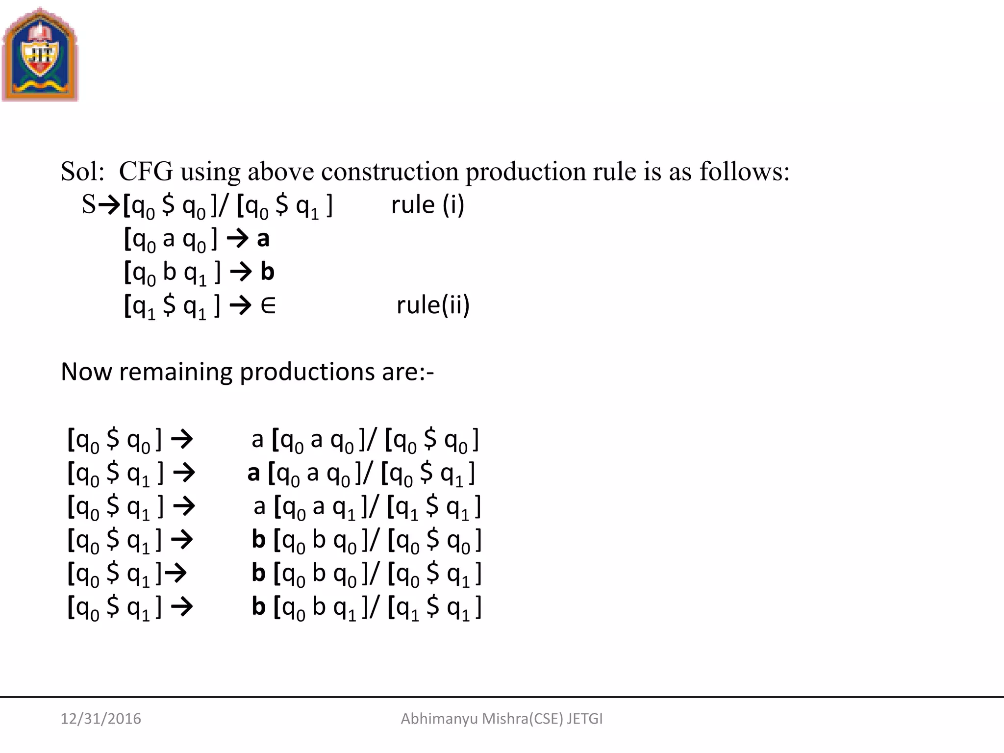 Theory of automata and formal languages Unit 4 | PPTX
