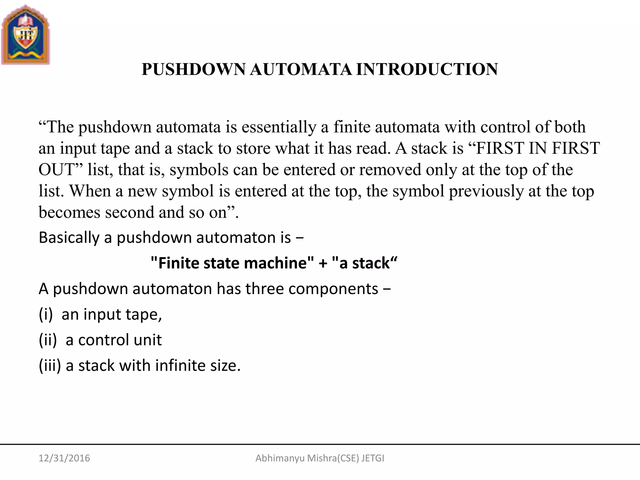 Theory Of Automata And Formal Languages Unit 4 Pptx Programming Languages Computing
