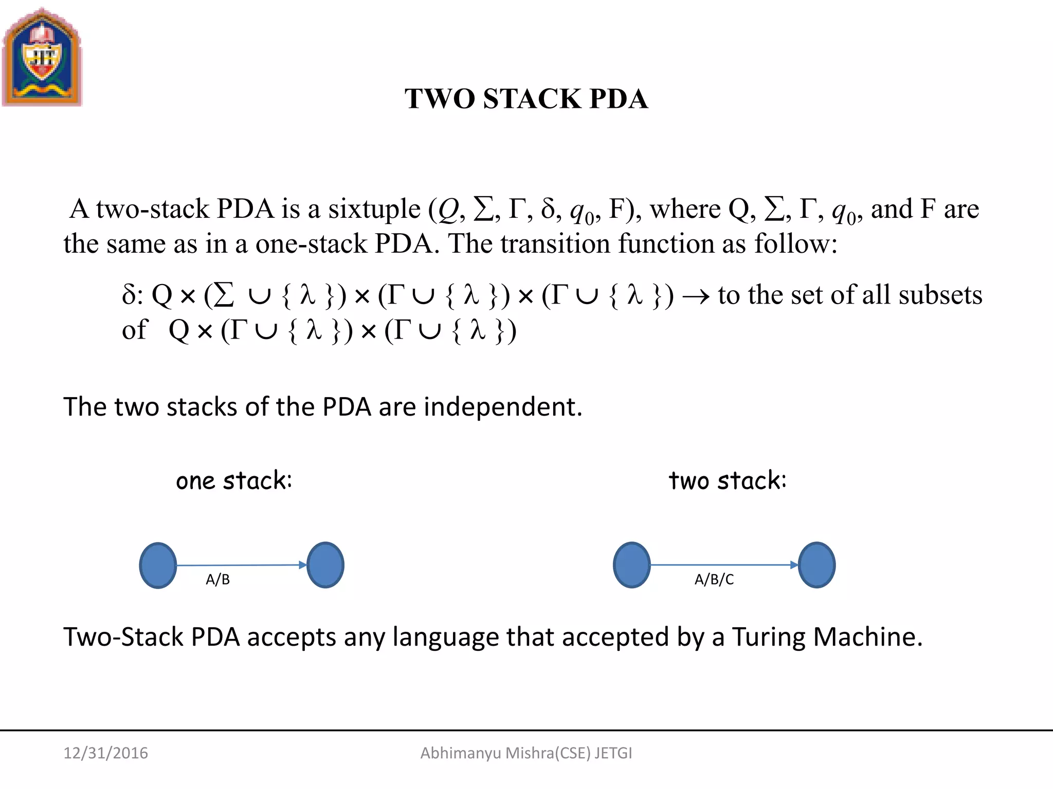 Theory of automata and formal languages Unit 4 | PPTX