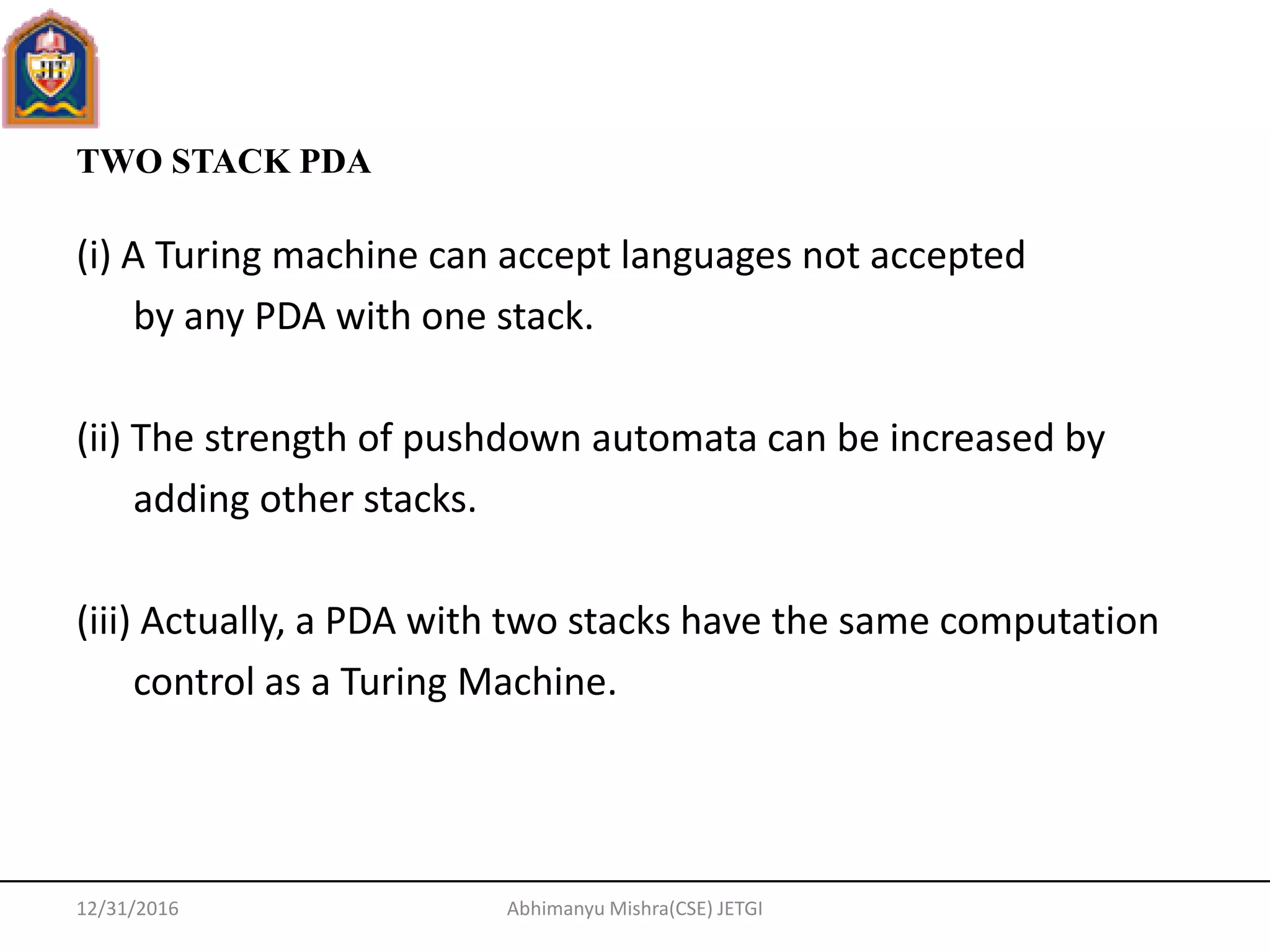 Theory Of Automata And Formal Languages Unit 4 Pptx Programming Languages Computing