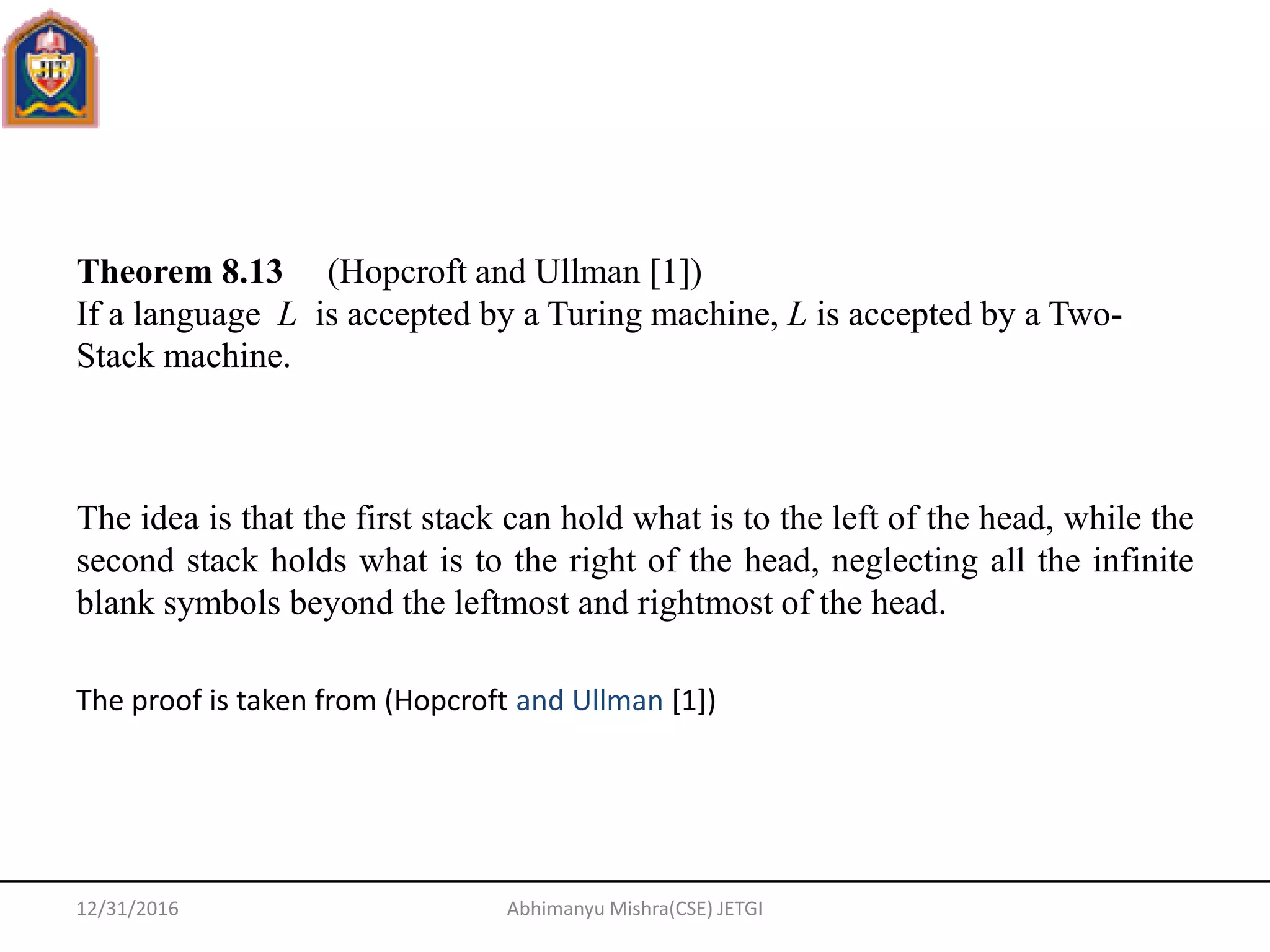 Theory Of Automata And Formal Languages Unit 4 Pptx Programming Languages Computing