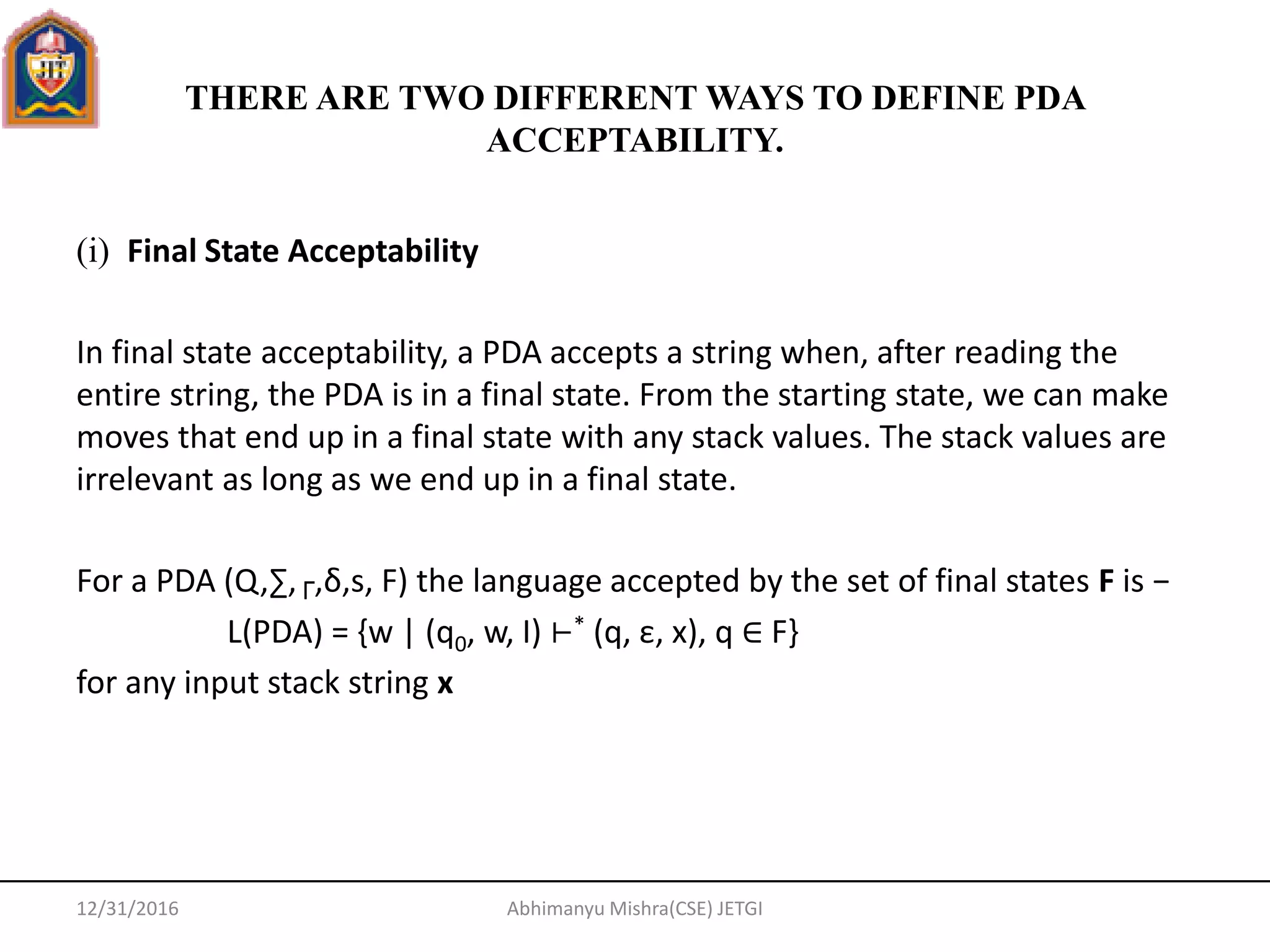 Theory Of Automata And Formal Languages Unit 4 Pptx Programming Languages Computing