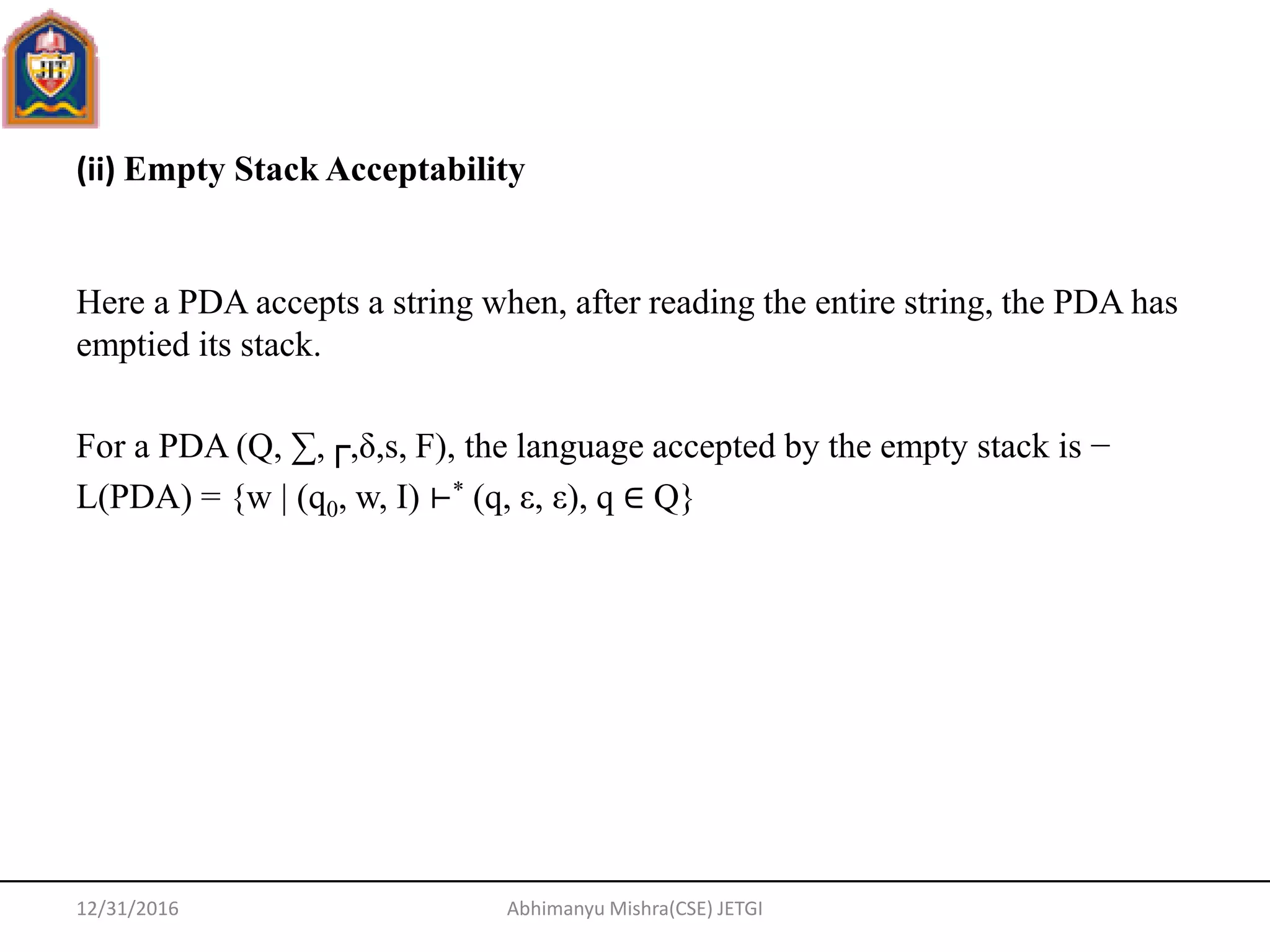 Theory of automata and formal languages Unit 4 | PPTX