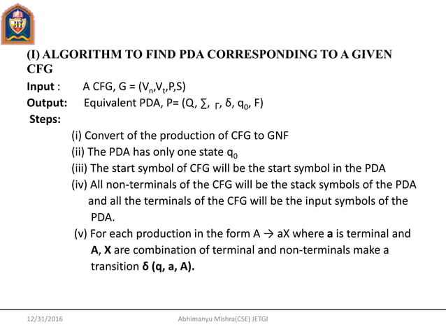 Theory of automata and formal languages Unit 4 | PPTX | Programming ...