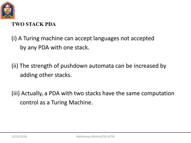 Theory of automata and formal languages Unit 4 | PPTX | Programming ...
