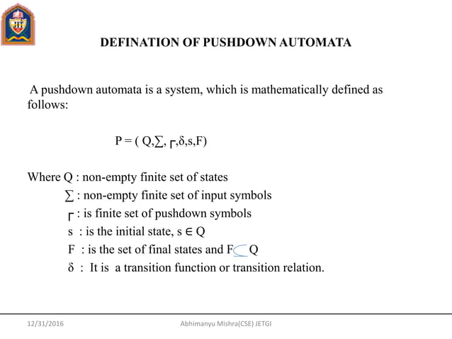 Theory Of Automata And Formal Languages Unit 4 Pptx Programming Languages Computing