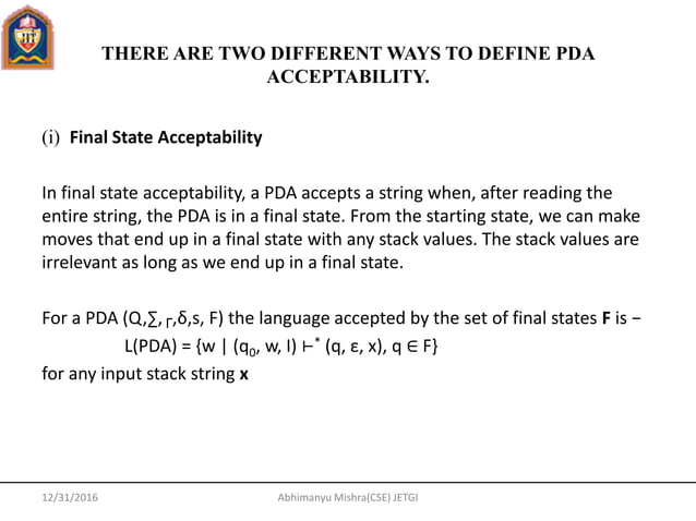 Theory Of Automata And Formal Languages Unit 4 Pptx Programming Languages Computing