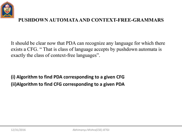 Theory of automata and formal languages Unit 4 | PPTX | Programming ...