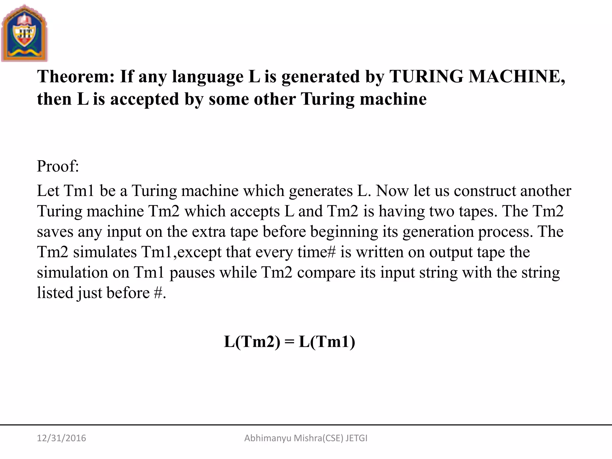 Theory of Automata and formal languages Unit 5 | PPTX