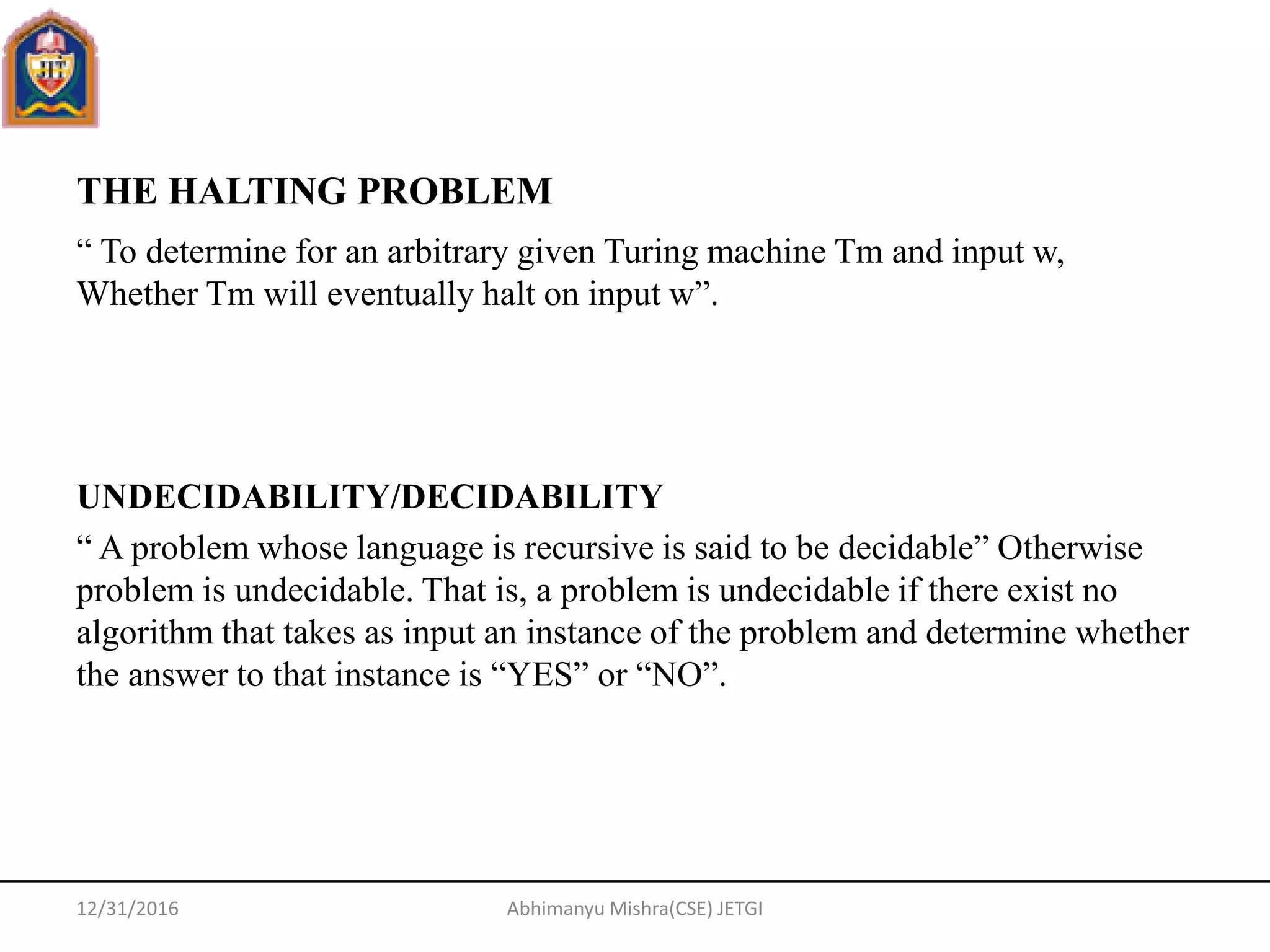 Theory of Automata and formal languages Unit 5 | PPTX