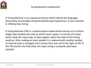 Theory of Automata and formal languages Unit 5 | PPTX | Programming Languages | Computing