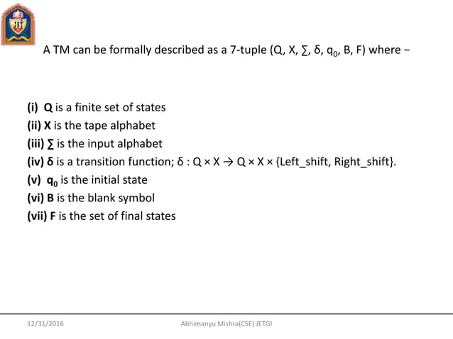 Theory of Automata and formal languages Unit 5 | PPTX | Programming ...