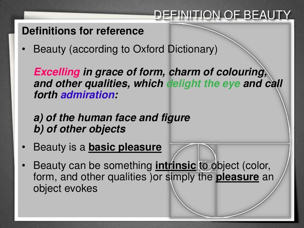 DEFINITION OF BEAUTY Definitions for