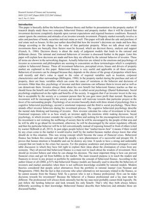 Theory of behavioral finance and its application to property market | PDF