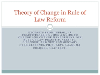 Theory of change in rule of law reform | PDF