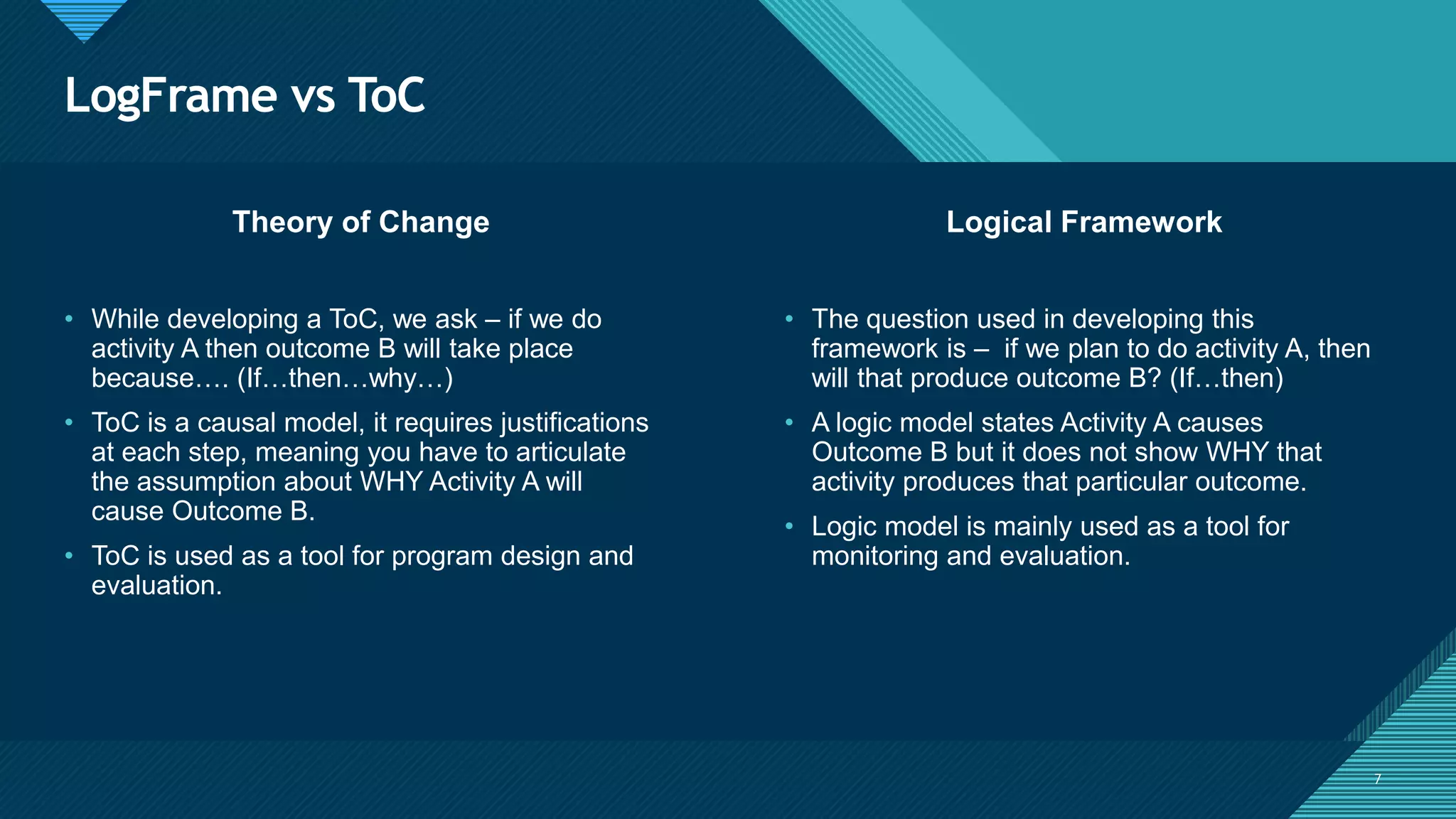 Theory of change vs Logical Framework | PPTX