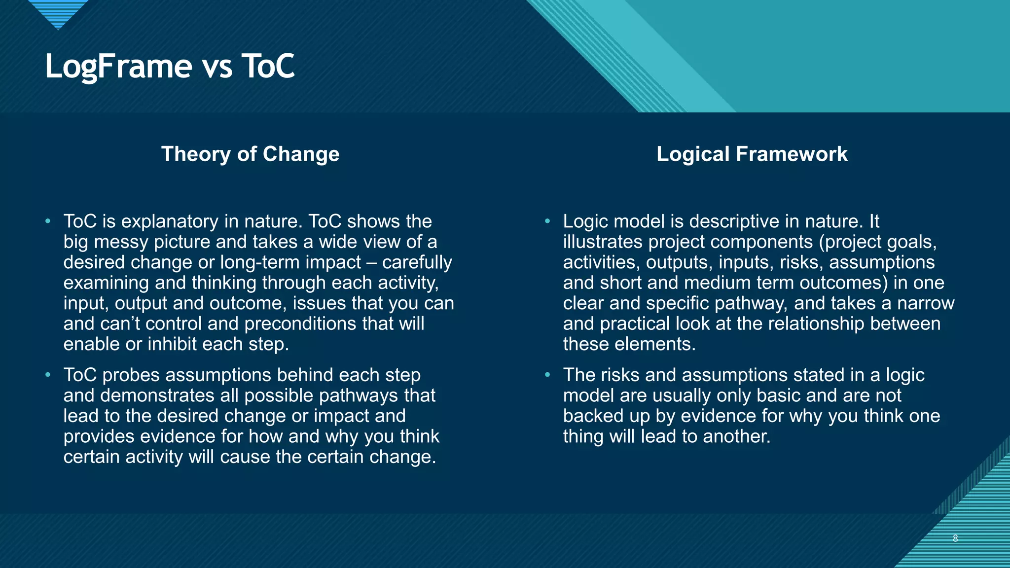 Theory of change vs Logical Framework | PPTX