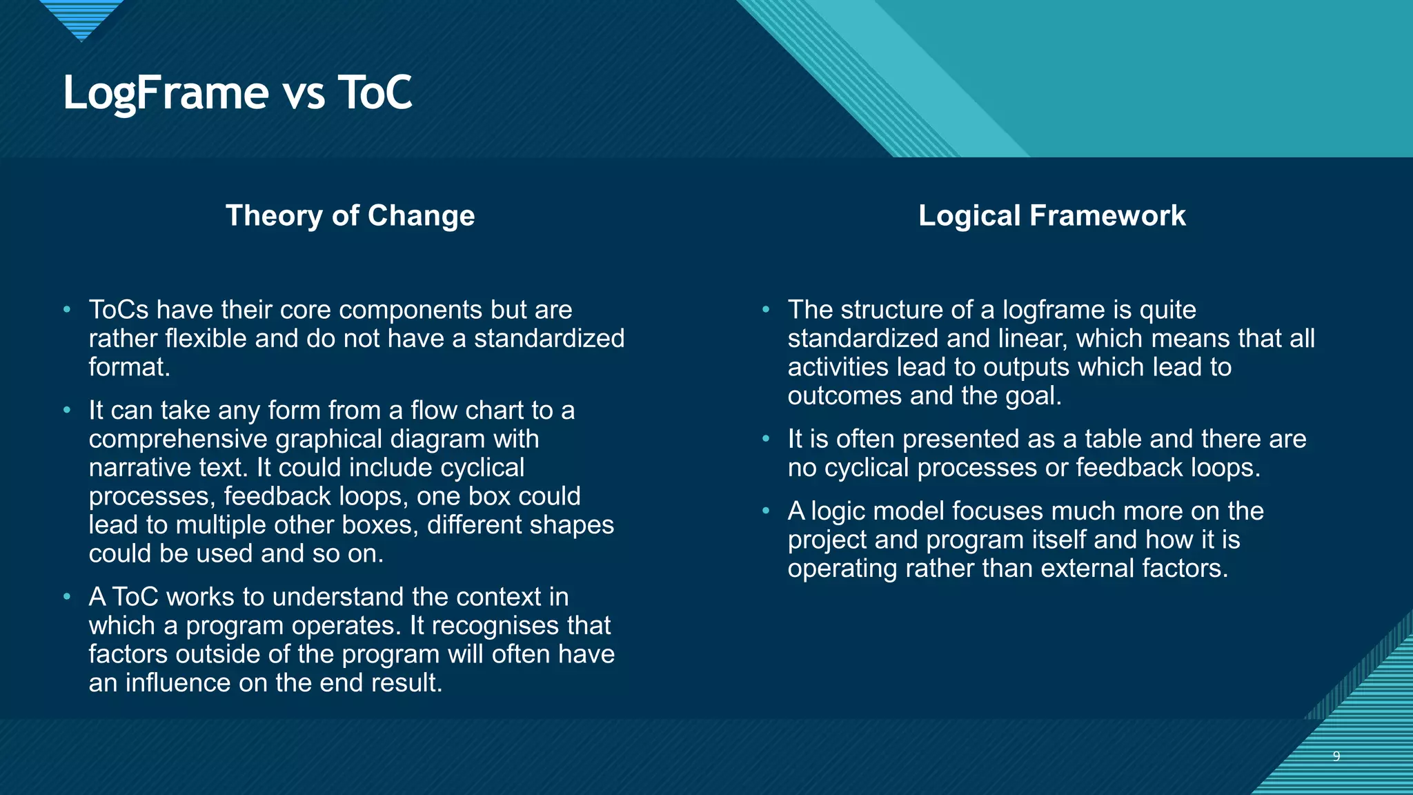 Theory of change vs Logical Framework | PPTX