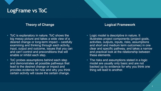 Theory of change vs Logical Framework | PPTX