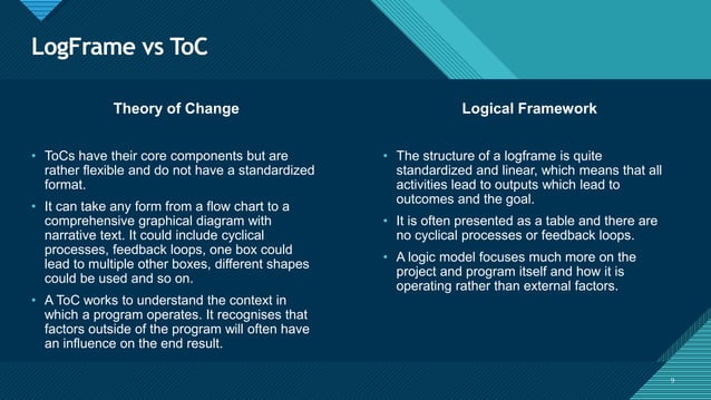 Theory of change vs Logical Framework | PPTX