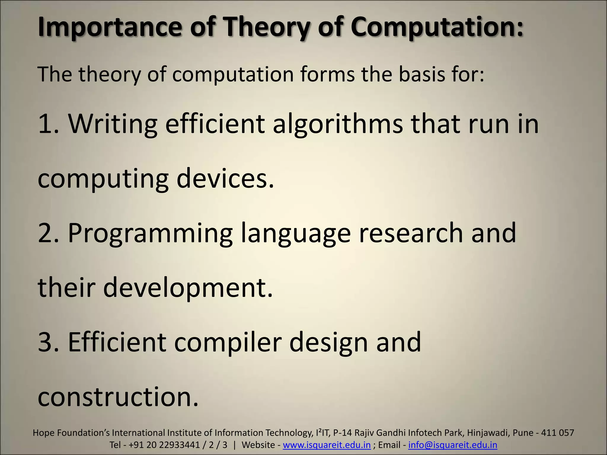 Importance of Theory of Computations | PPT