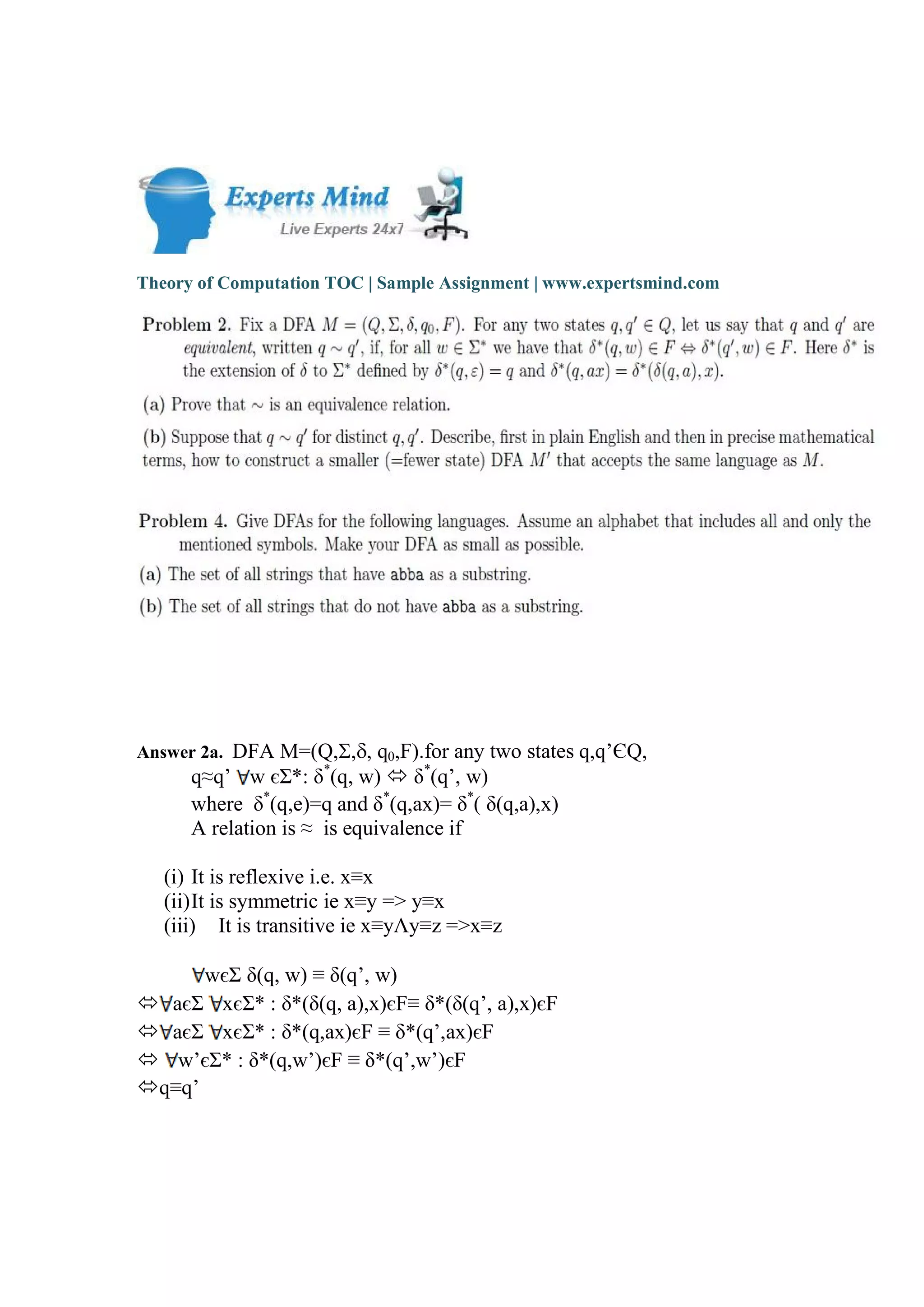 Theory Of Computation Assignment Help Pdf