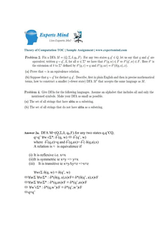 Theory of computation assignment help | PDF