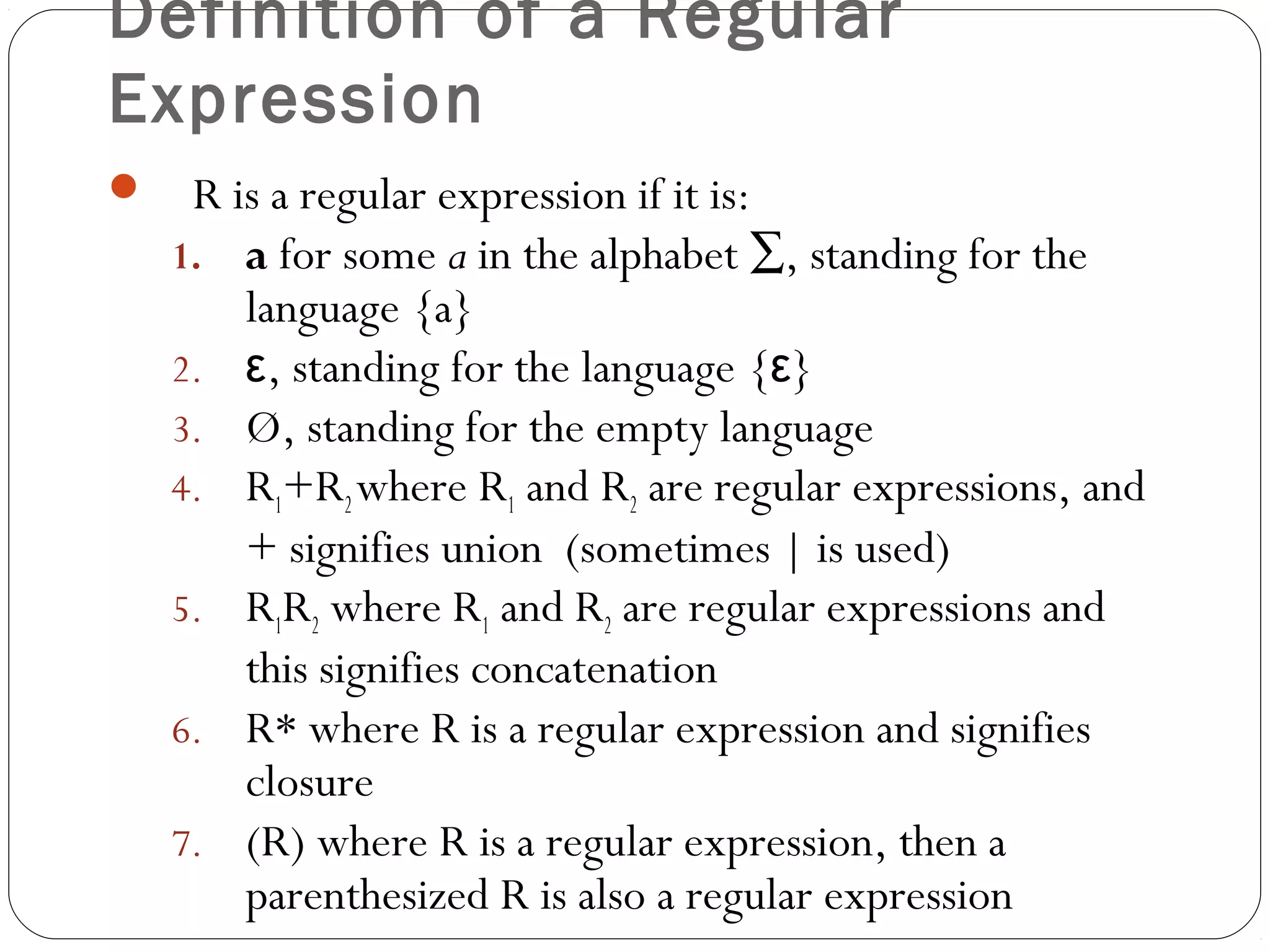 Regular expressions-Theory of computation | PPT