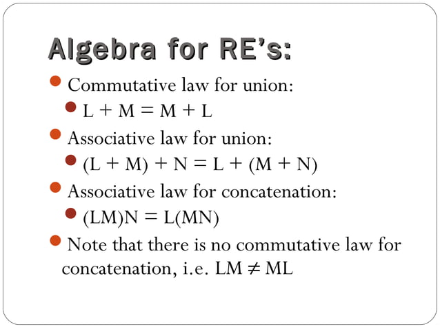 Regular expressions-Theory of computation | PPT | Programming Languages | Computing