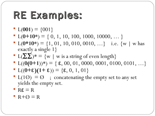 Regular expressions-Theory of computation | PPT | Programming Languages | Computing