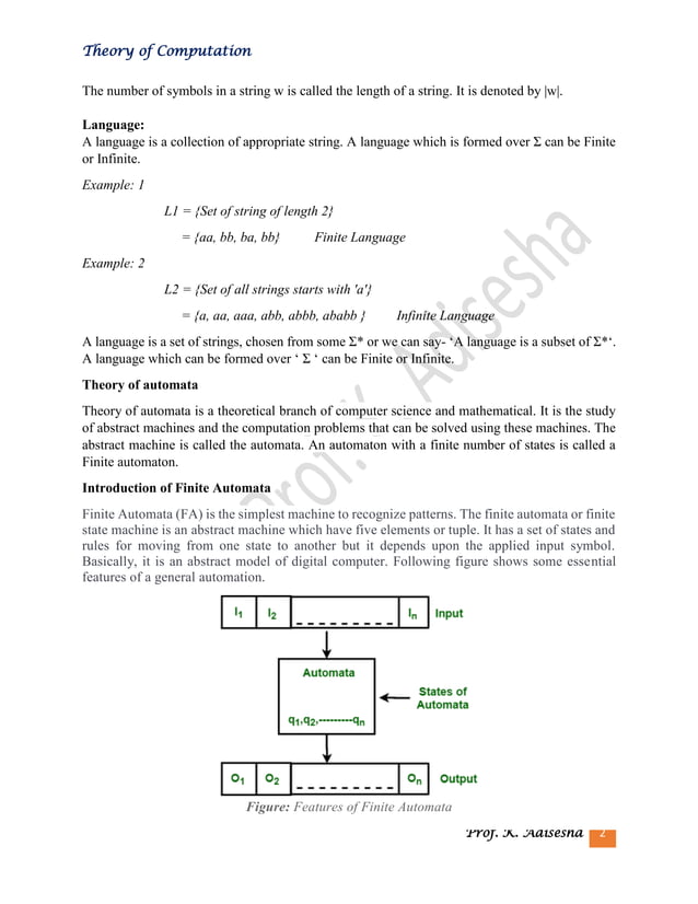 Theory of computation and automata | PDF