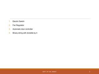 Theory of computation:Finite Automata, Regualr Expression, Pumping Lemma | PPT