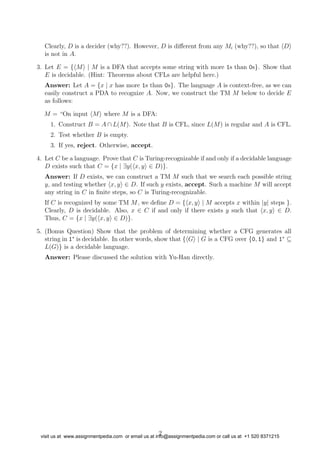 Theory of computation homework help | PDF