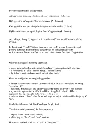 Theory of conflict: toward the psychological explanation | DOC