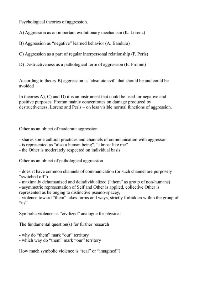 Theory of conflict: toward the psychological explanation | PDF