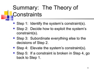 Theory of constraint | PPT | Logistics | Business