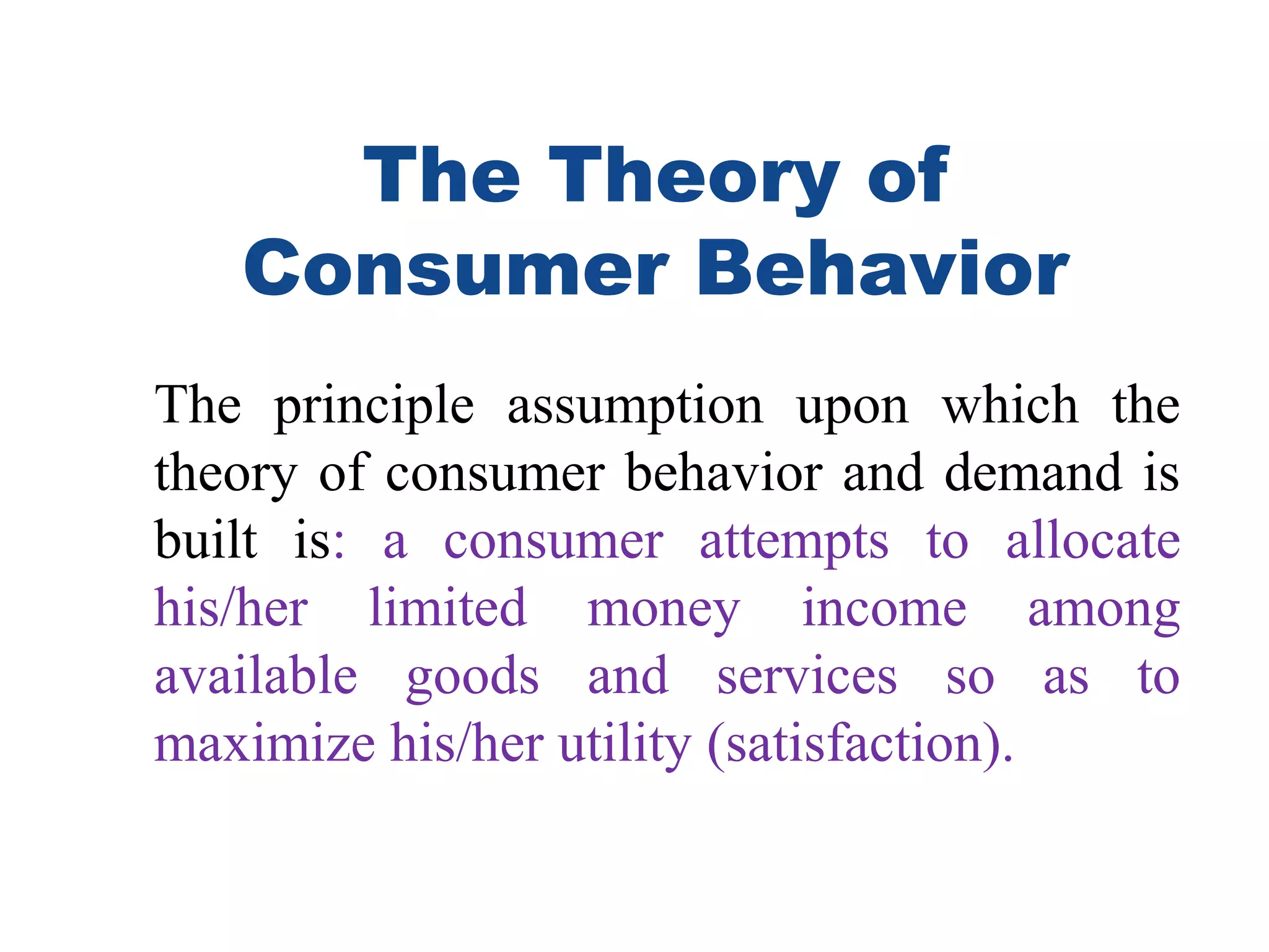 Theory of consumer behavior | PPT
