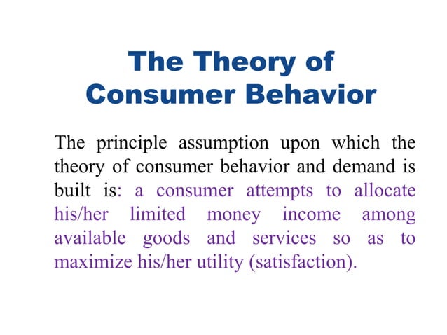 Theory of consumer behavior | PPT