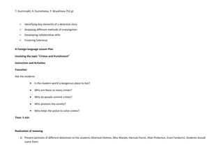 Theory of critical thinking development lesson plan "Crimes ...