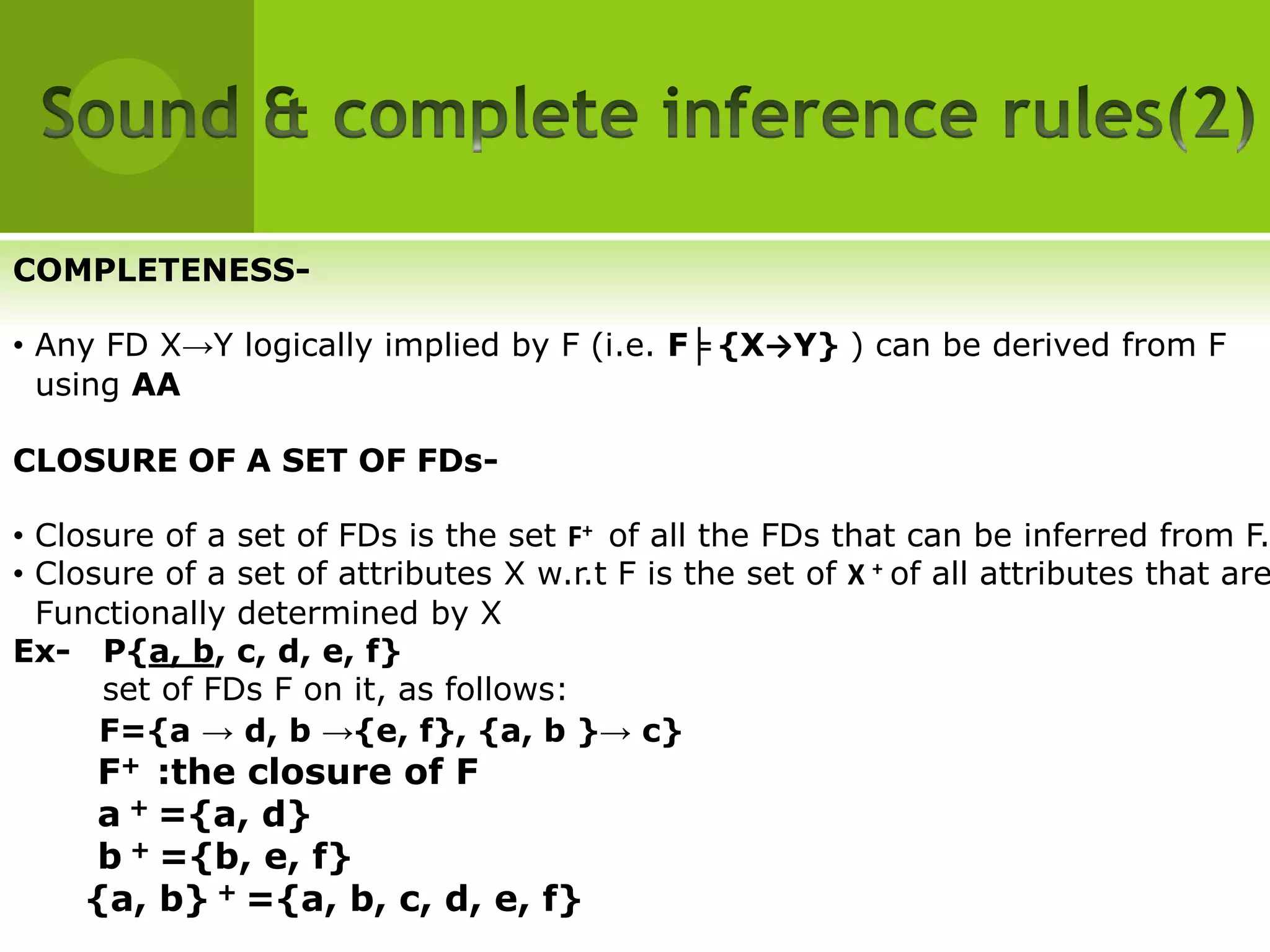 Theory of dependencies in relational database | PPT