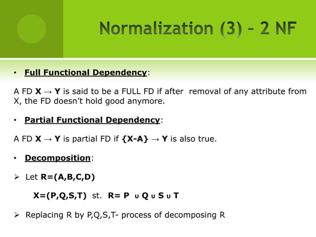 Theory of dependencies in relational database | PPT