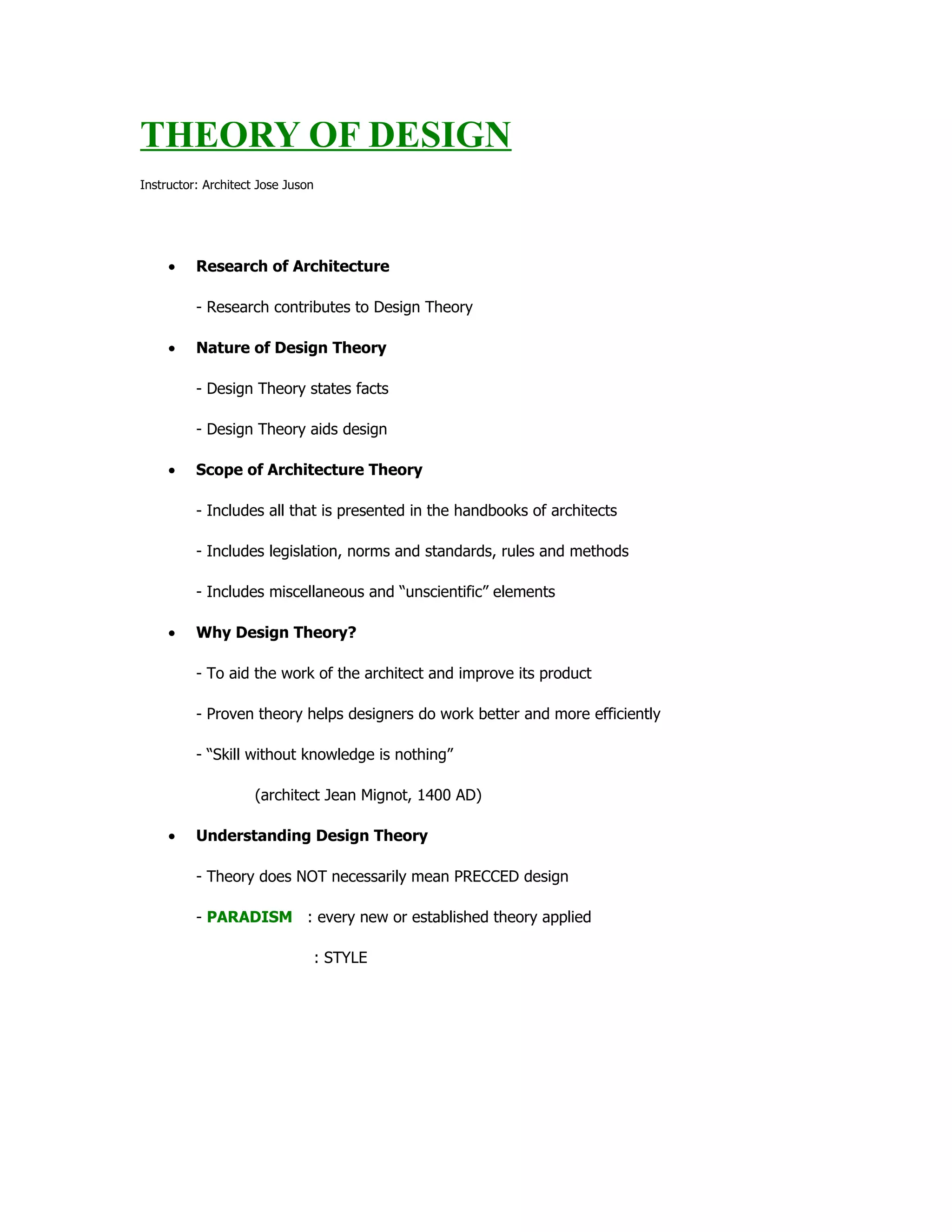 Theory of design | DOC