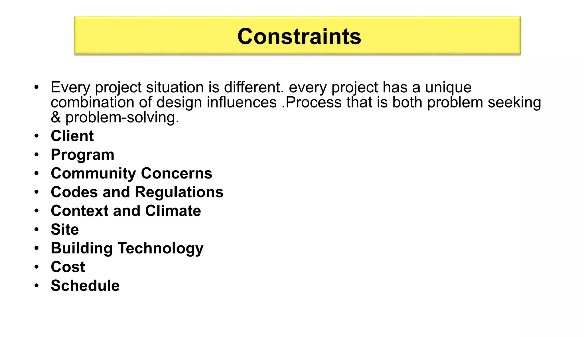 Theory of design & the constraints involved in an interior design process. | PPTX | Interior ...