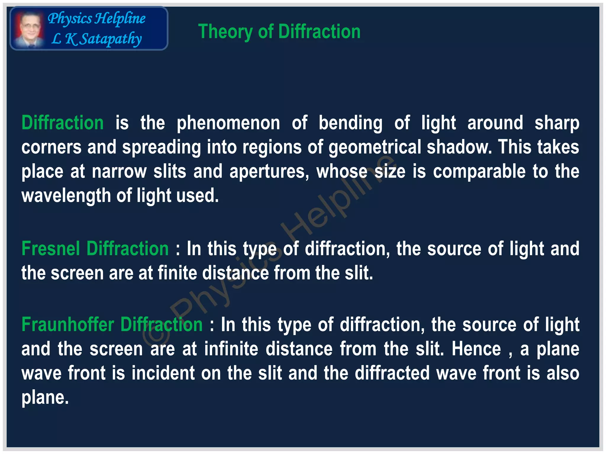 Theory of Diffraction Fringes | PPT