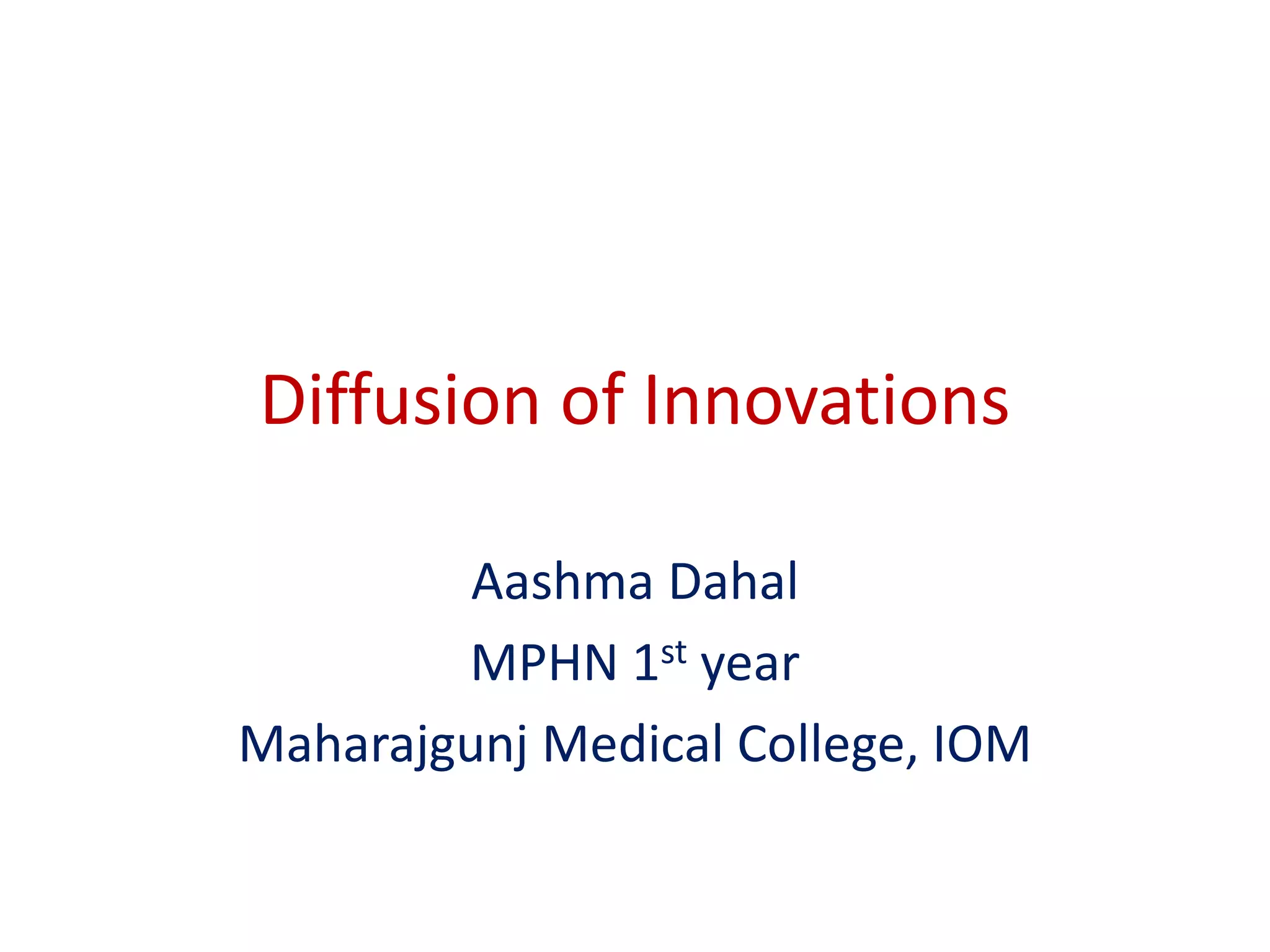 Theory of Diffusion of innovations presentation | PPTX