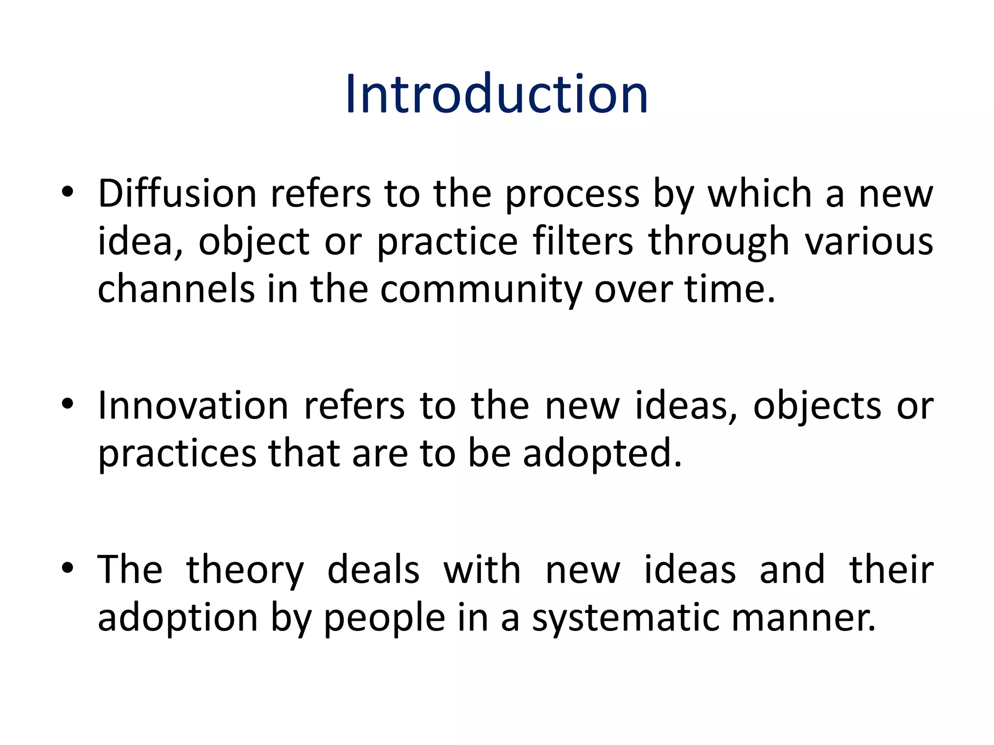 Theory of Diffusion of innovations presentation | PPT